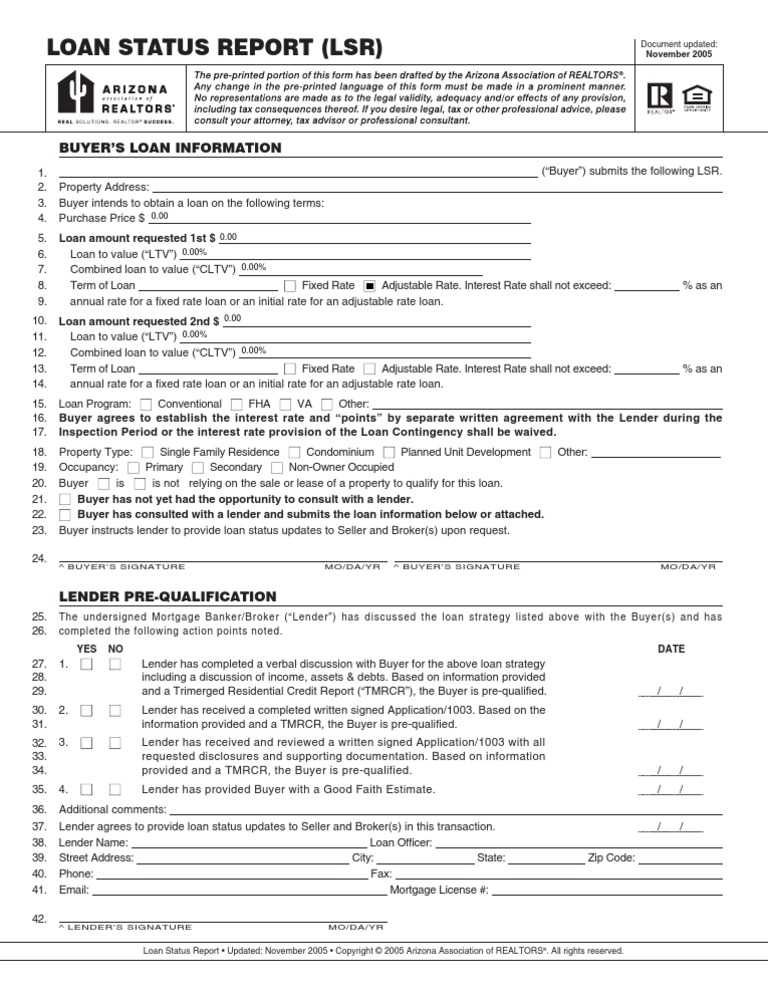 Loan Status Report (LSR) | PDF | Loan To Value Ratio | Real Estate Broker