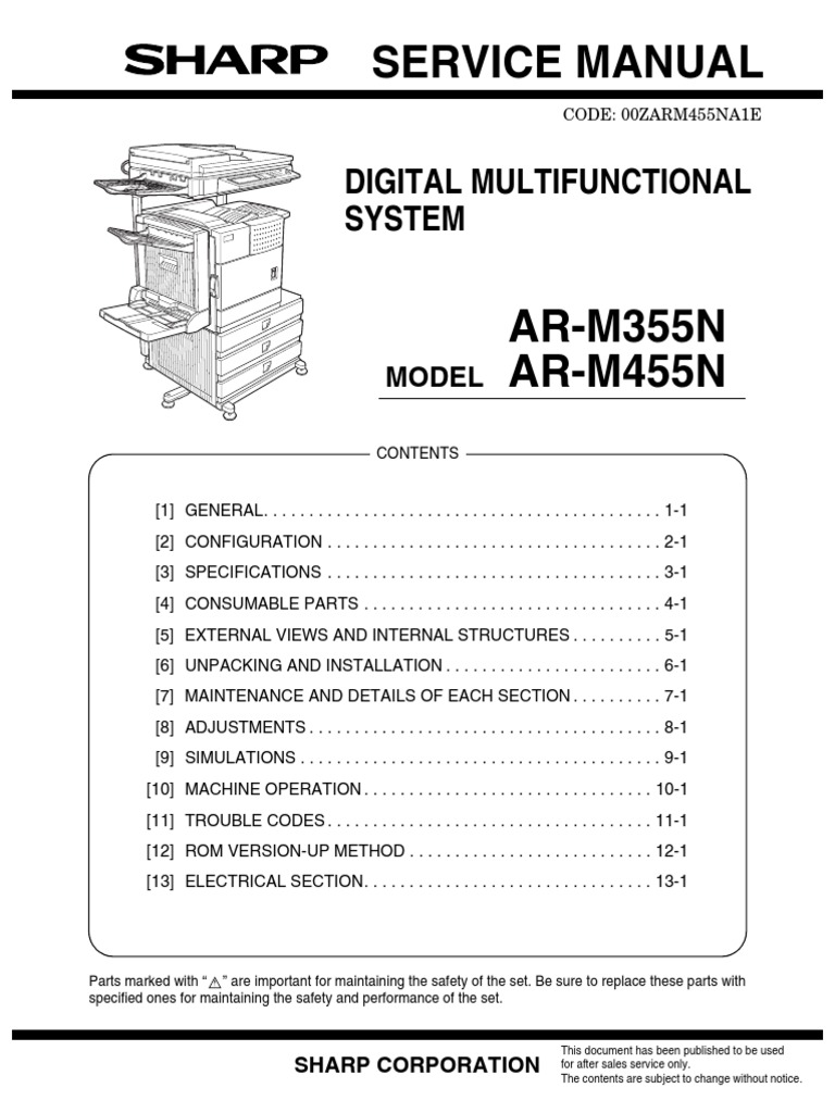 Sharp Ar m355n Ar m455n | PDF | Fax | Image Scanner