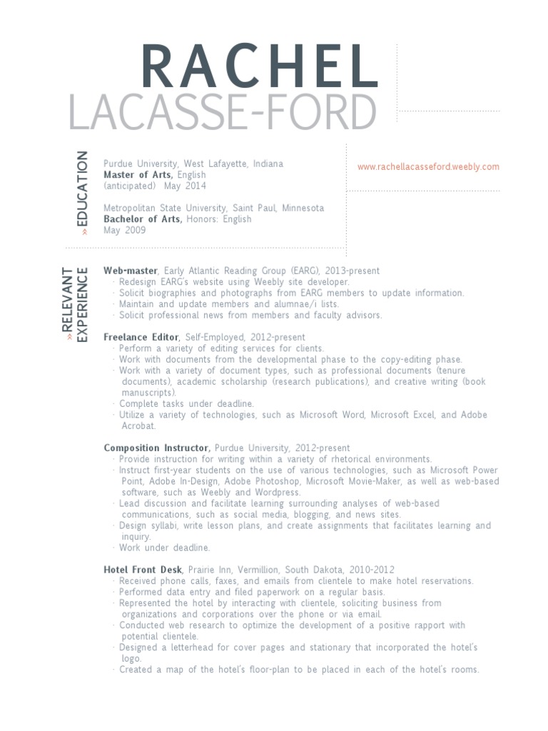 Rachel Lacasse-Ford: English MA & Editor | PDF