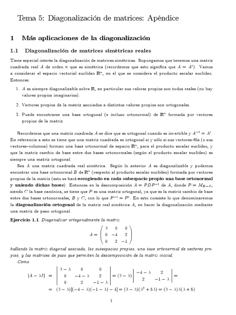 Aplicacion de Diagonalizacion de Matrices | Descargar gratis PDF | Valores propios y vectores ...
