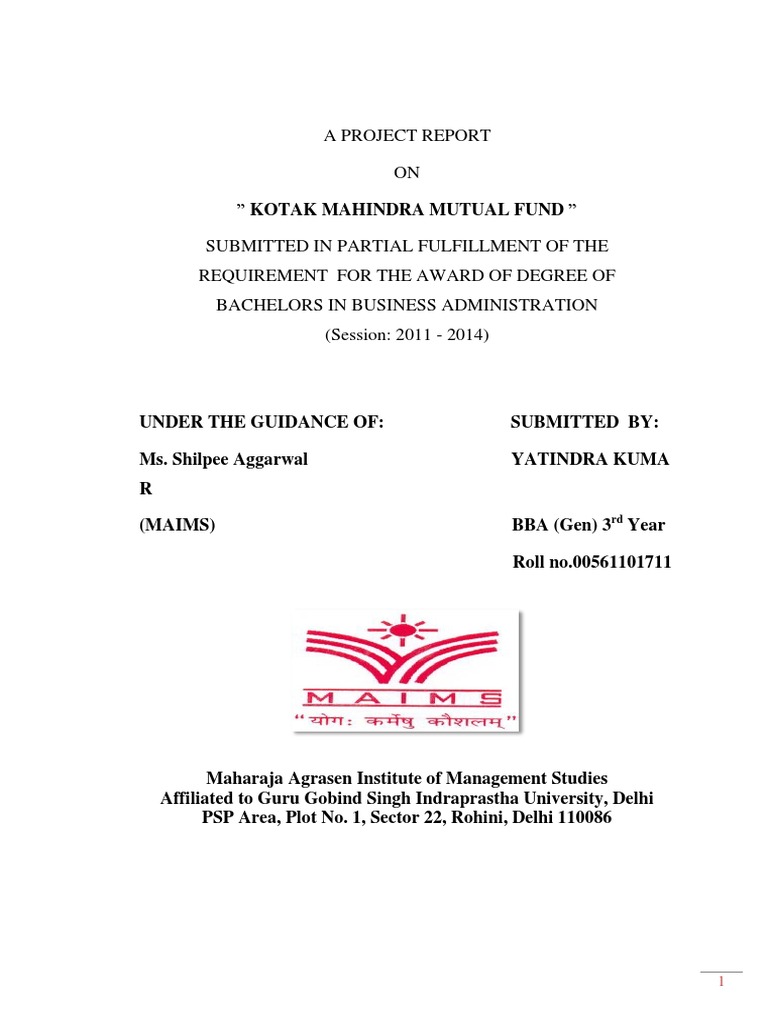 Project Report On Mutual Funds | PDF | Investment Fund | Mutual Funds