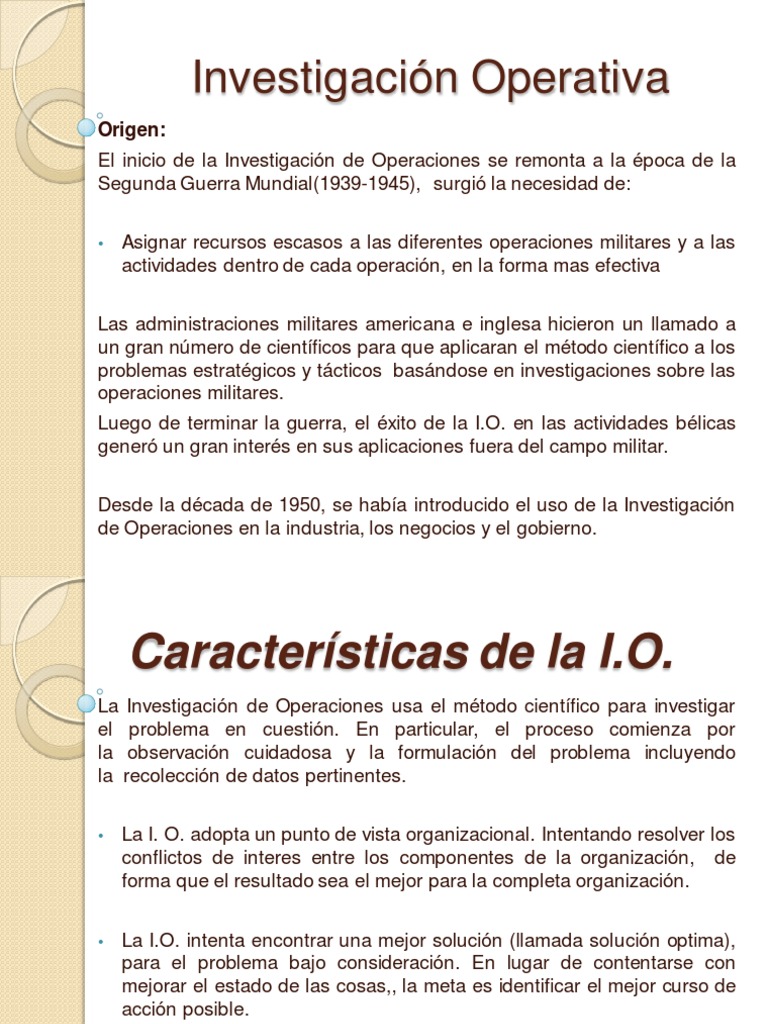 Investigacion Operativa | La investigación de operaciones ...