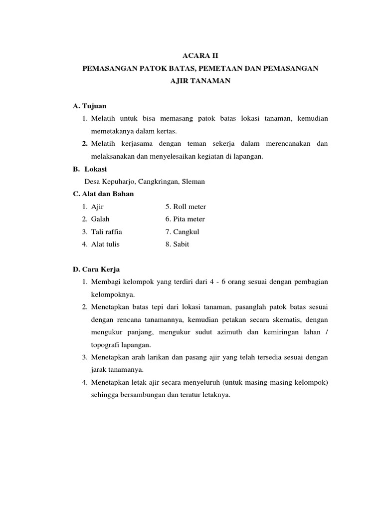 Pemasangan Patok | PDF