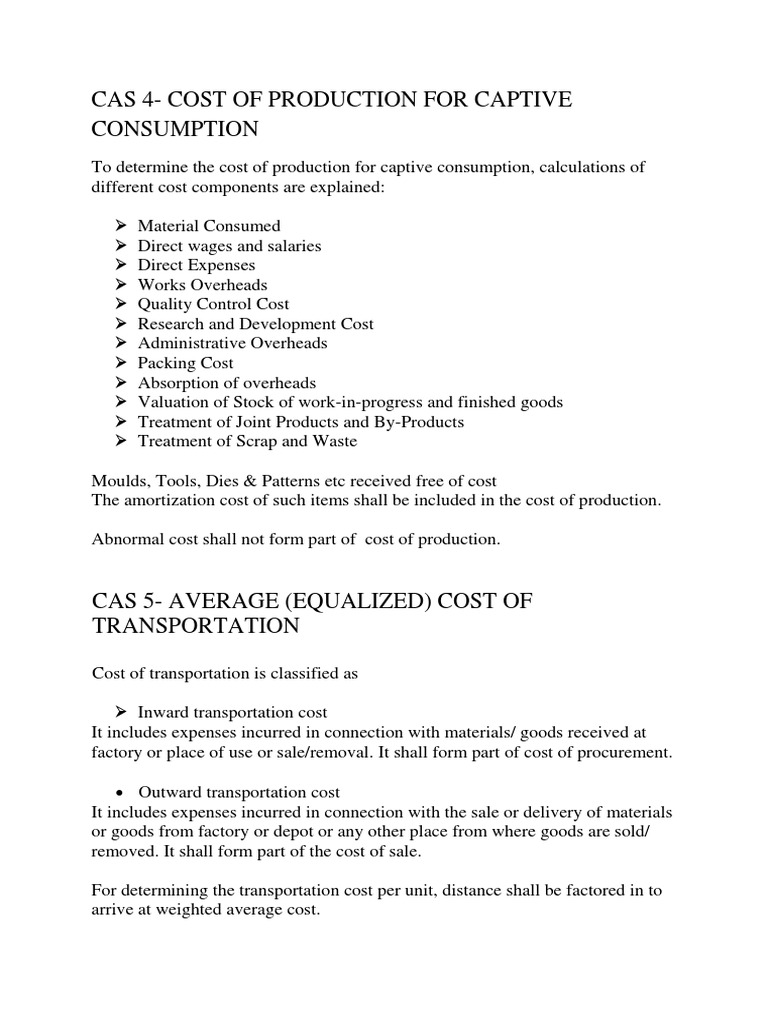Cas 4-Cost of Production For Captive Consumption | PDF | Cost | Expense