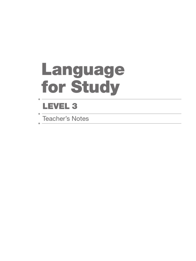 Language For Study Level 3 Teacher's Notes | PDF | Verb | Critical Thinking