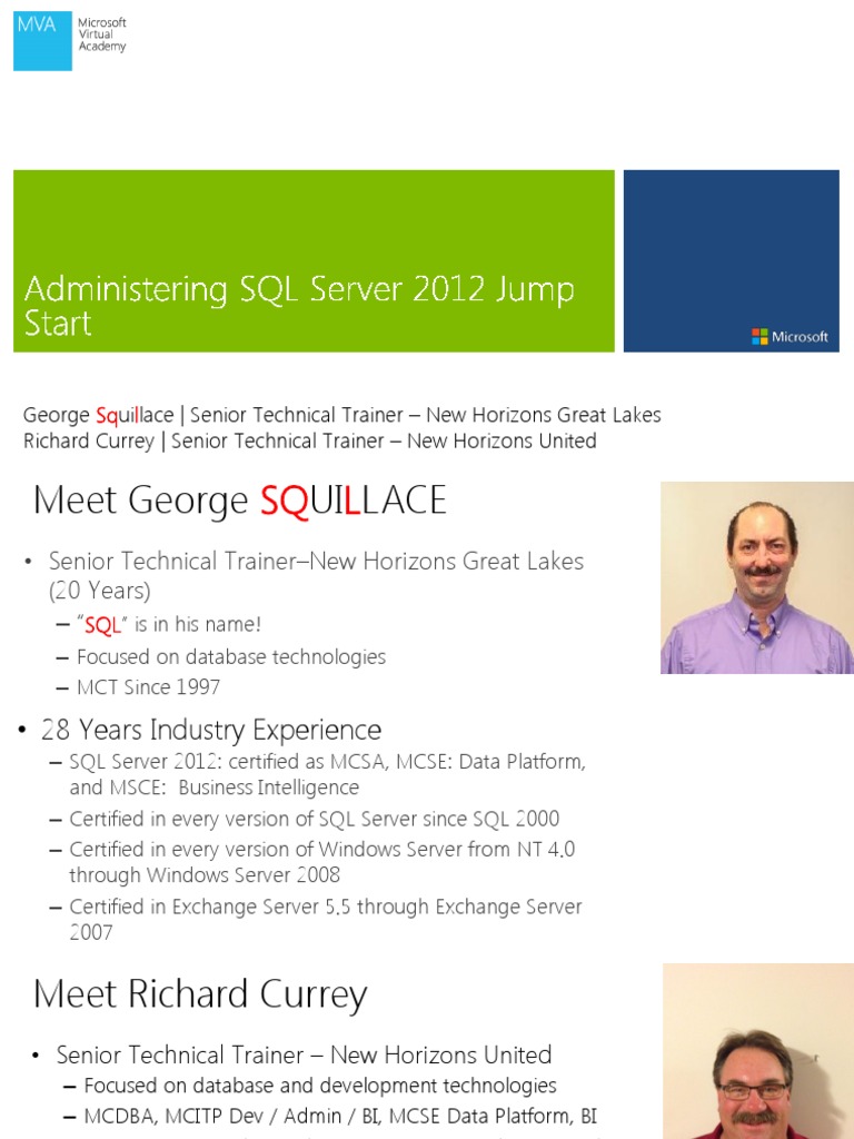Administering Microsoft Sql Server 2012 Databases Jumpstart Mod 1 Final Pdf Microsoft Sql 