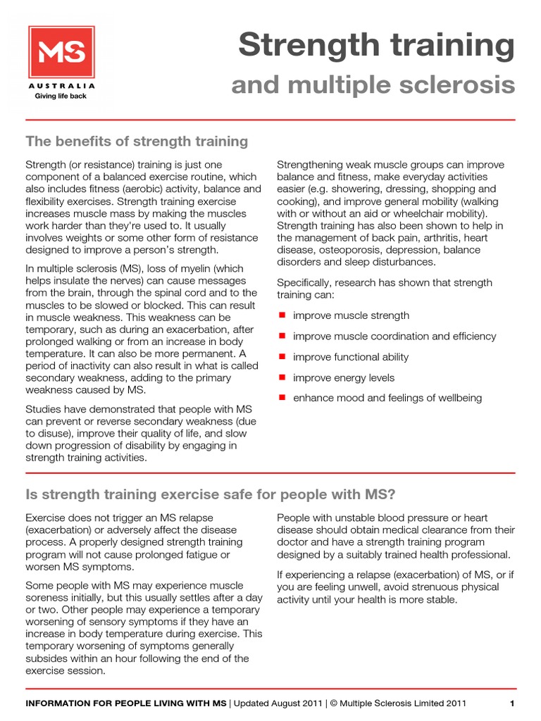 Strength Training and Multiple Sclerosis - Updated Aug 11 | PDF ...