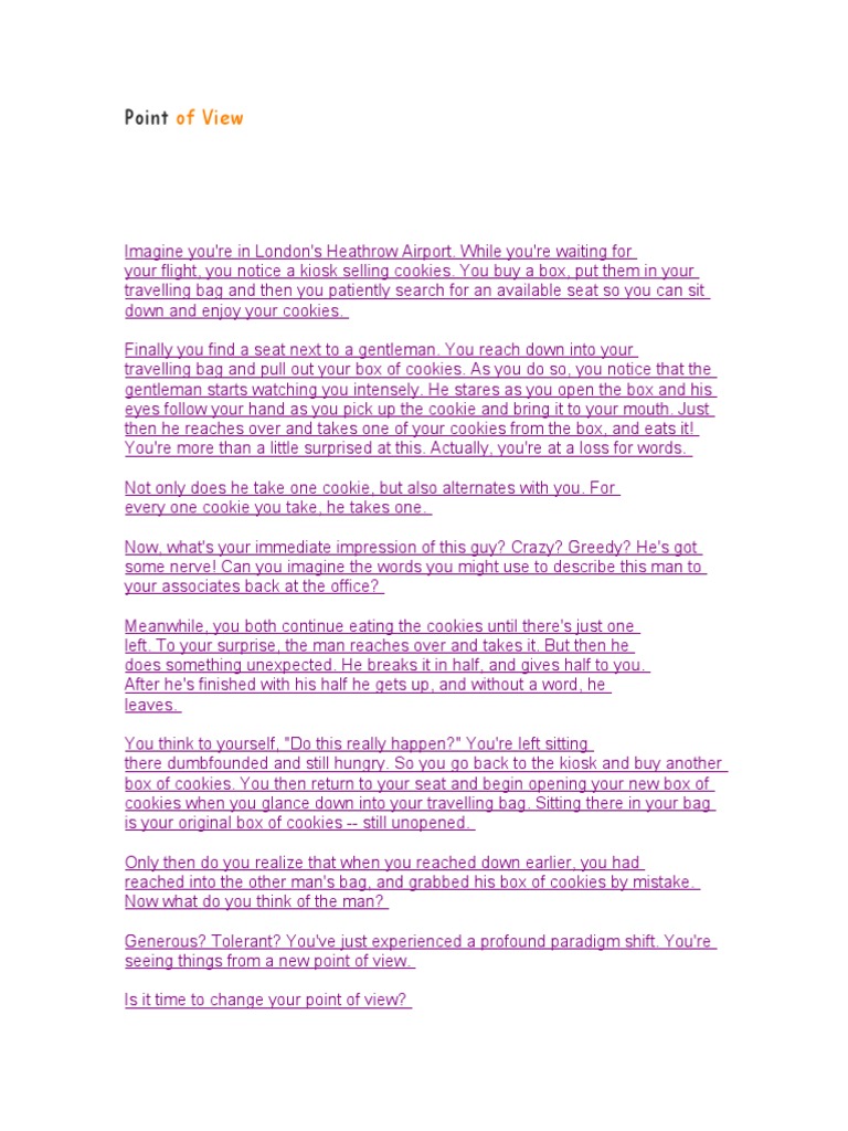 Point of View | PDF | Self-Improvement
