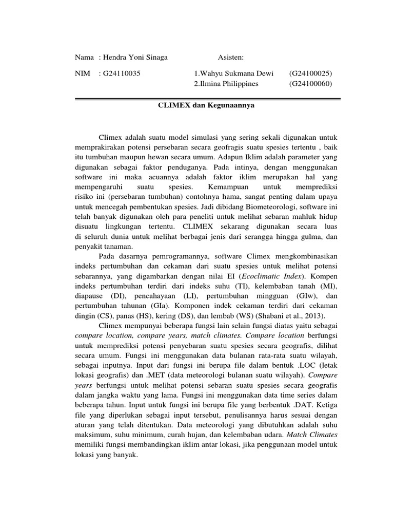 Climex Dan Kegunaannya Pdf