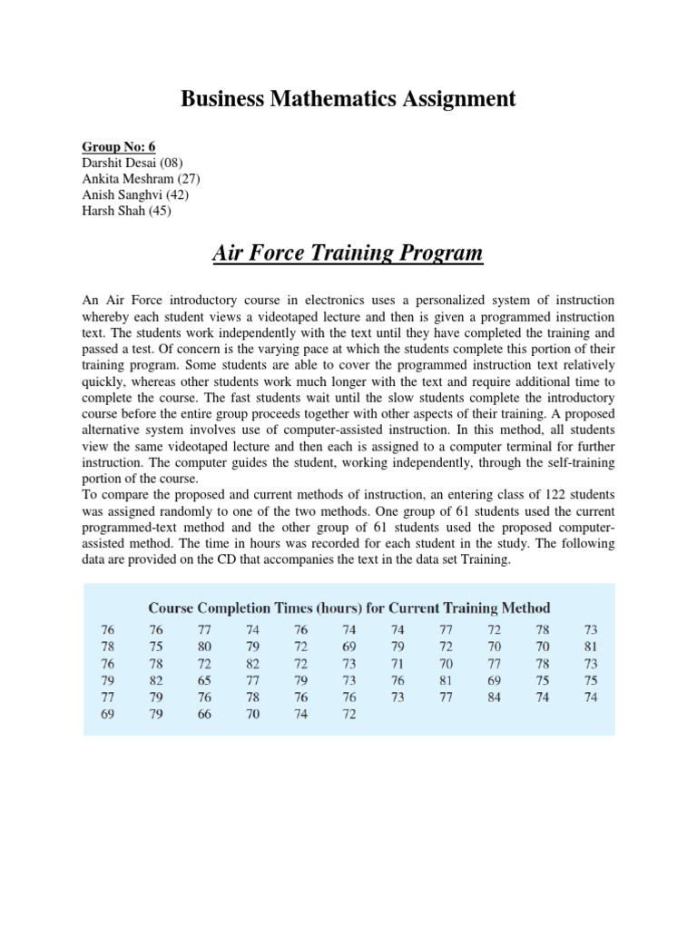 Business Mathematics Assignment | PDF | Median | Mean