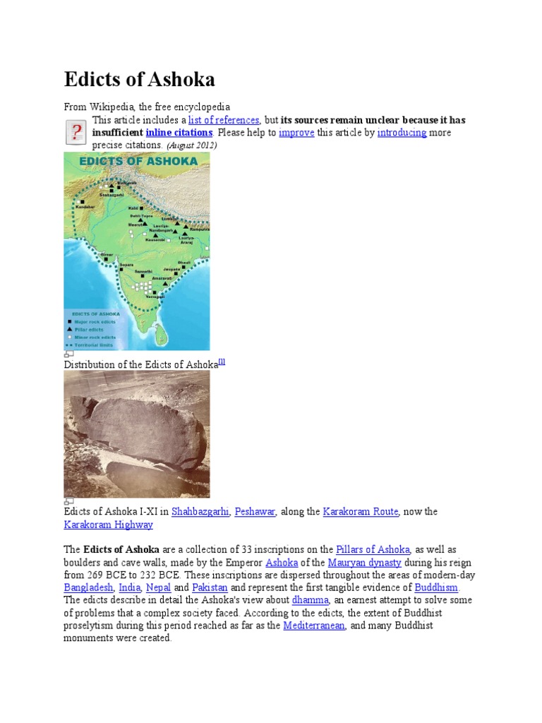Edicts of Ashoka | PDF | Ancient India | Ashoka