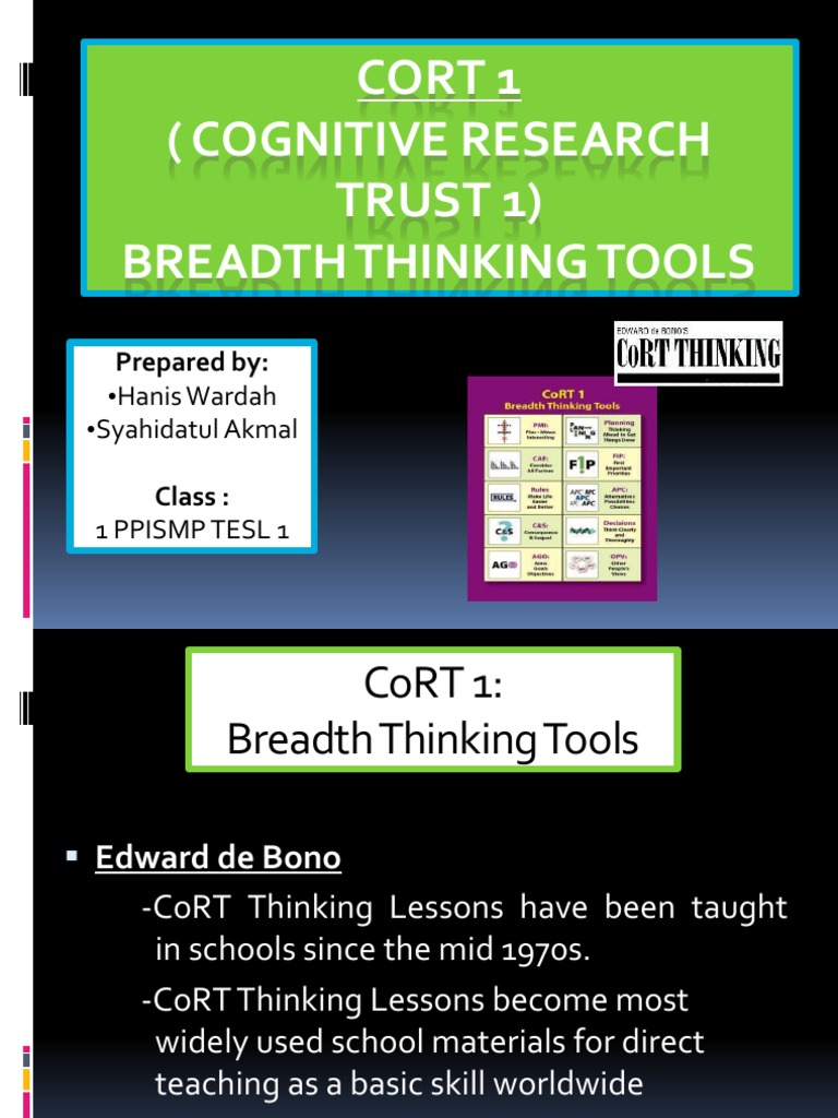 CoRT 1: Breadth Thinking Tools Overview | PDF | Thought | Clothing
