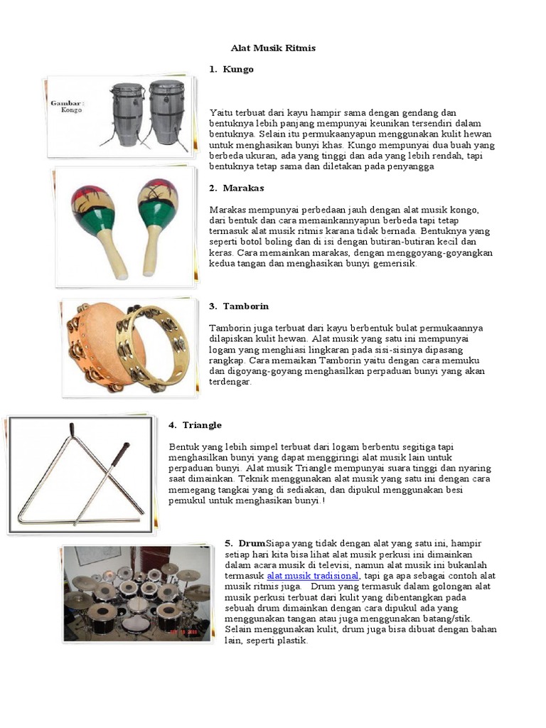 Alat Musik Ritmis | PDF | Seni & Disiplin Bahasa | Griya & Taman
