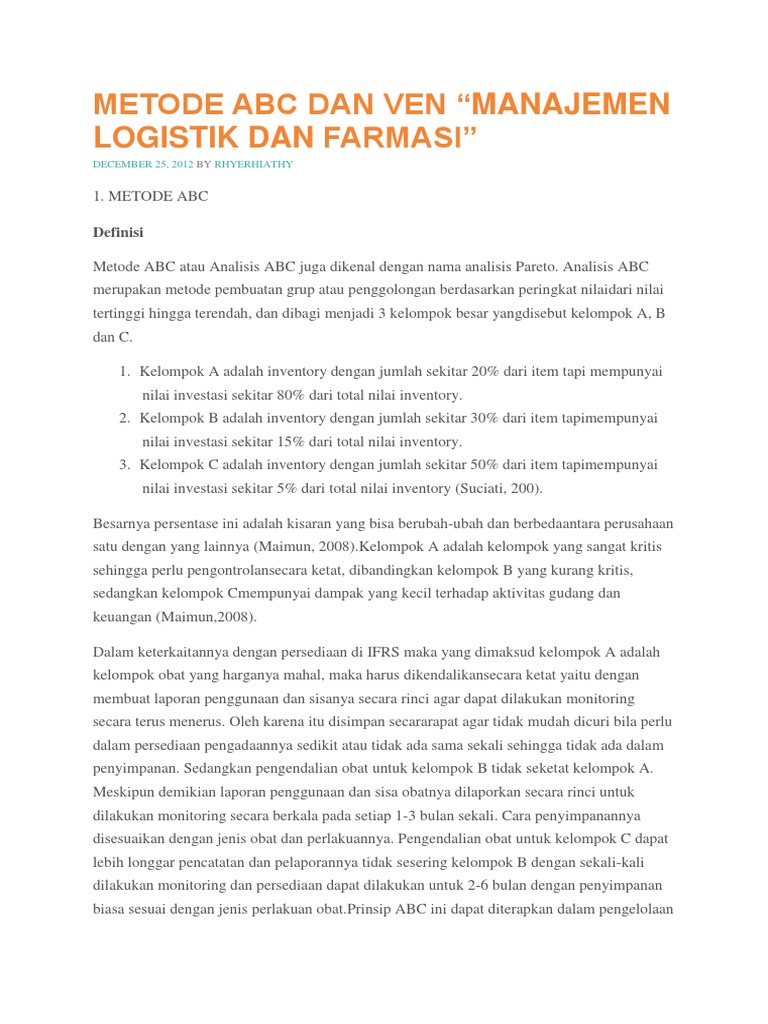 Metode ABC Dan Ven | PDF