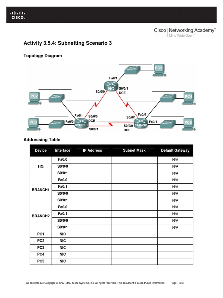 Lab - Activity CCNA 2 Exp: 3.5.4 | PDF | Ip Address | Routing