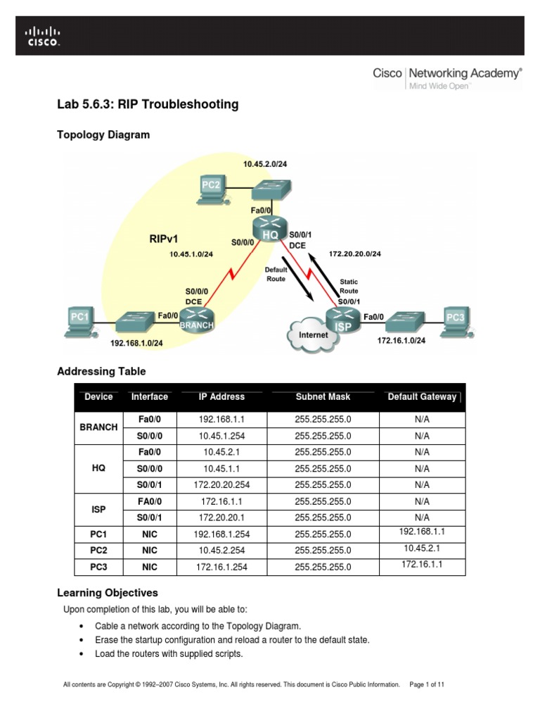Lab - Activity CCNA 2 Exp: 5.6.3 | PDF | Router (Computing) | Ip Address