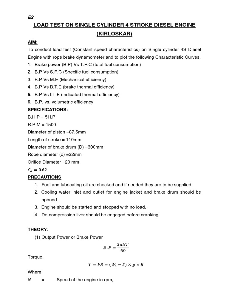 I C Engine Lab Experiments | PDF | Engines | Diesel Engine