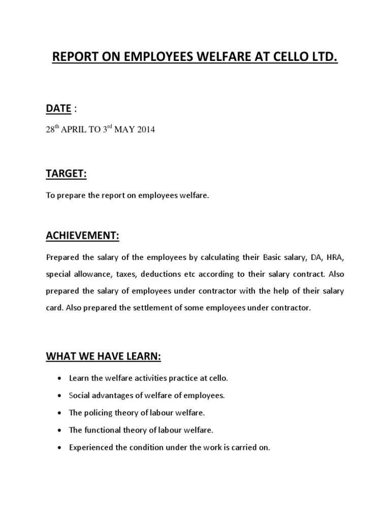 Employee Welfare Insights | PDF