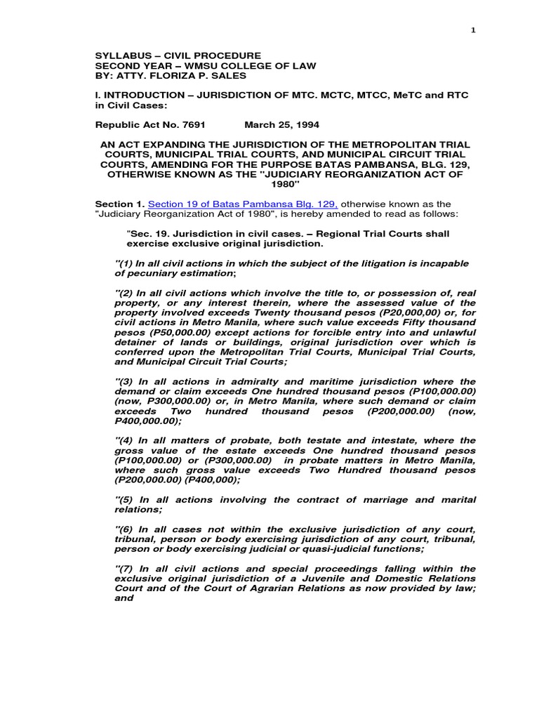 Expanding RTC and MTC Jurisdiction | PDF | Common Law | Legal Concepts