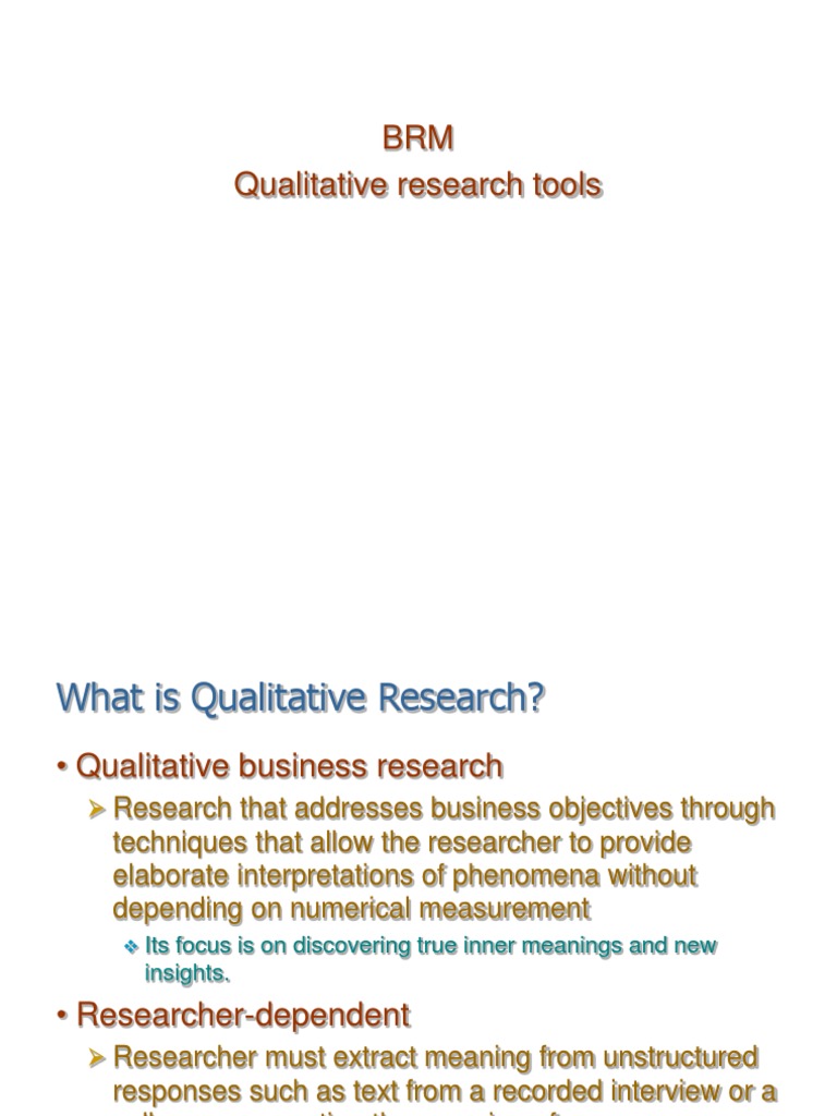 BRM Qualitative Research Tools: The Business Research Process: An ...