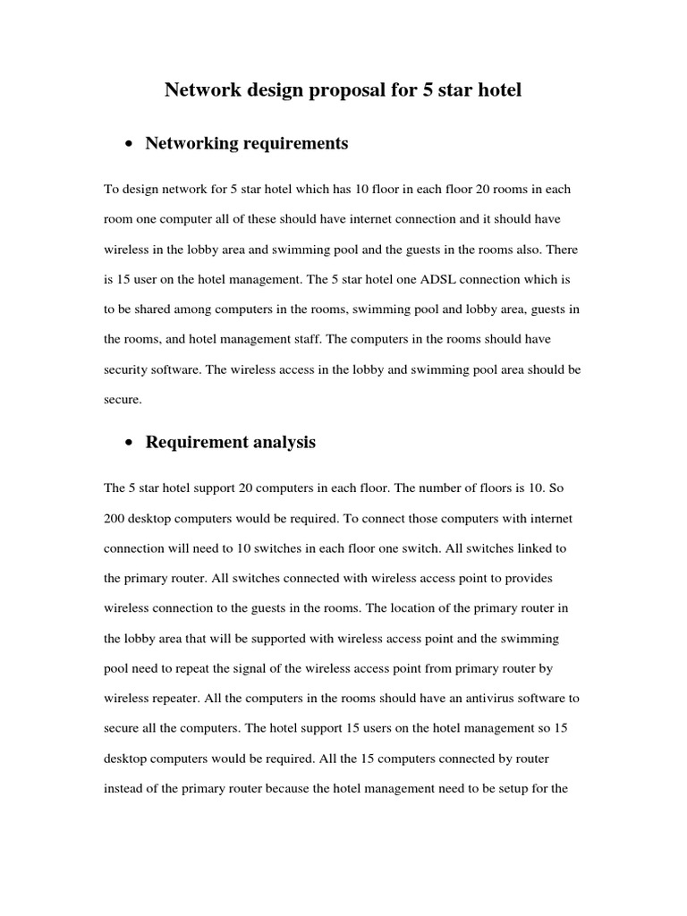 Network Design for 5 Star Hotel | PDF | Network Switch | Wireless ...