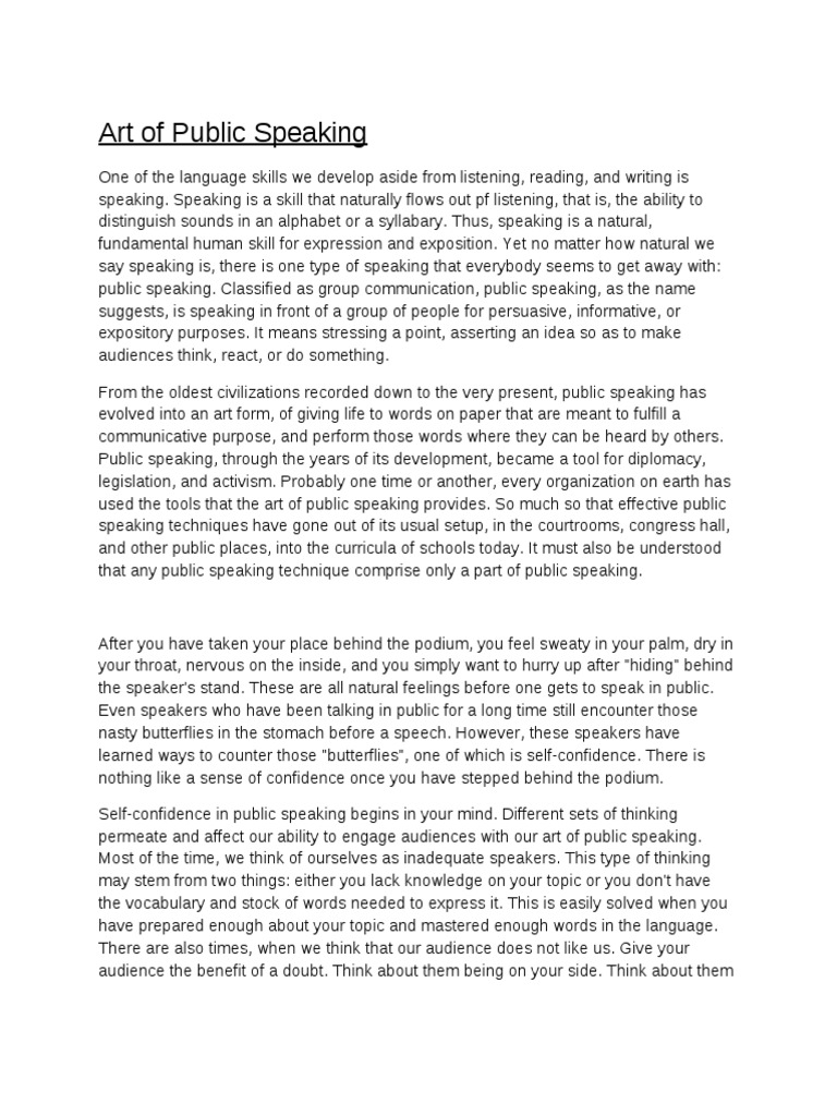 Art of Public Speaking | PDF | Public Speaking | Leadership