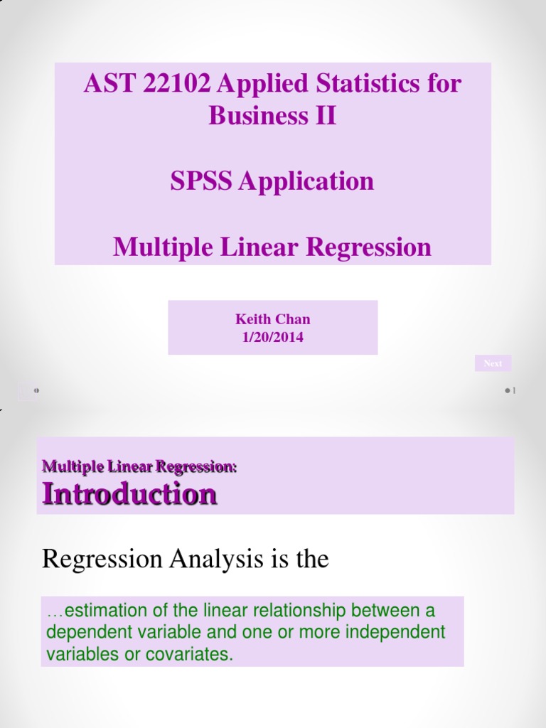 SPSS Multiple Linear Regression Guide | PDF | Regression Analysis ...