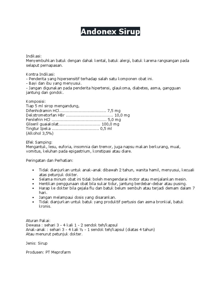 Andonex Sirup | PDF