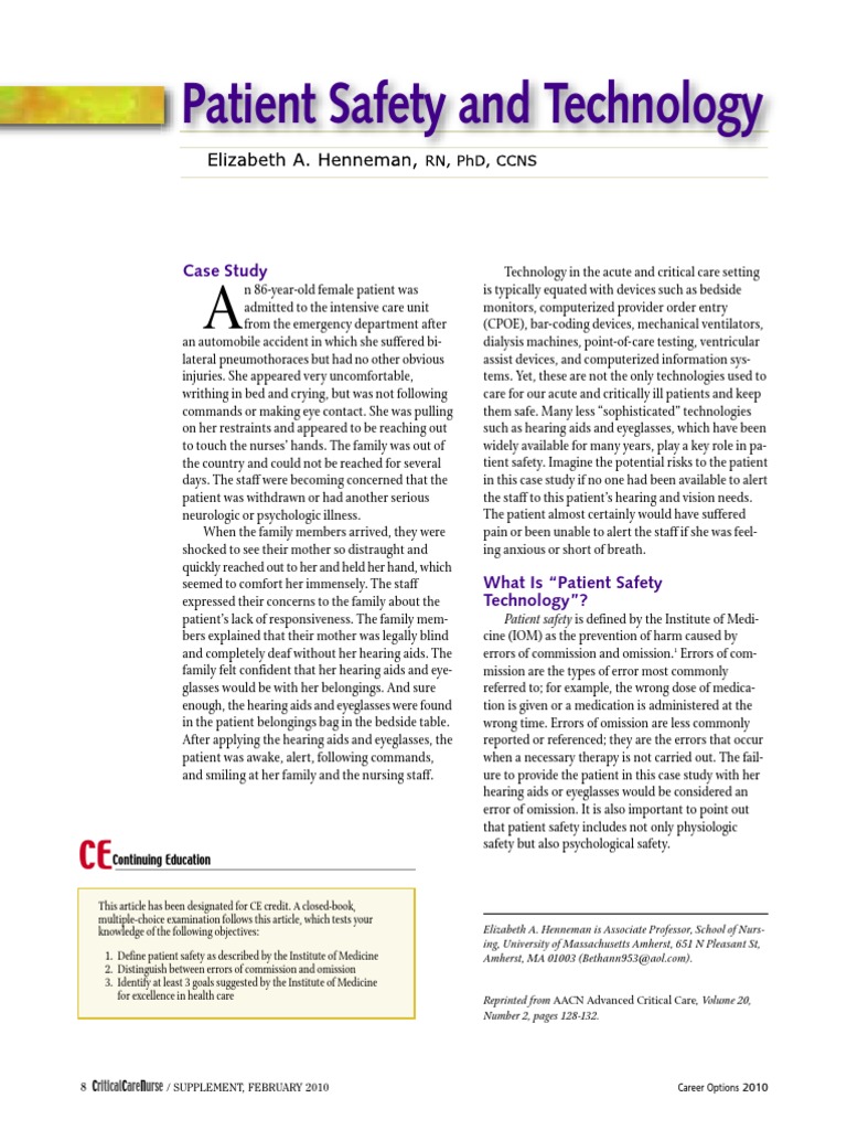 Patient Safety and Technology | PDF | Patient Safety | Medical Error