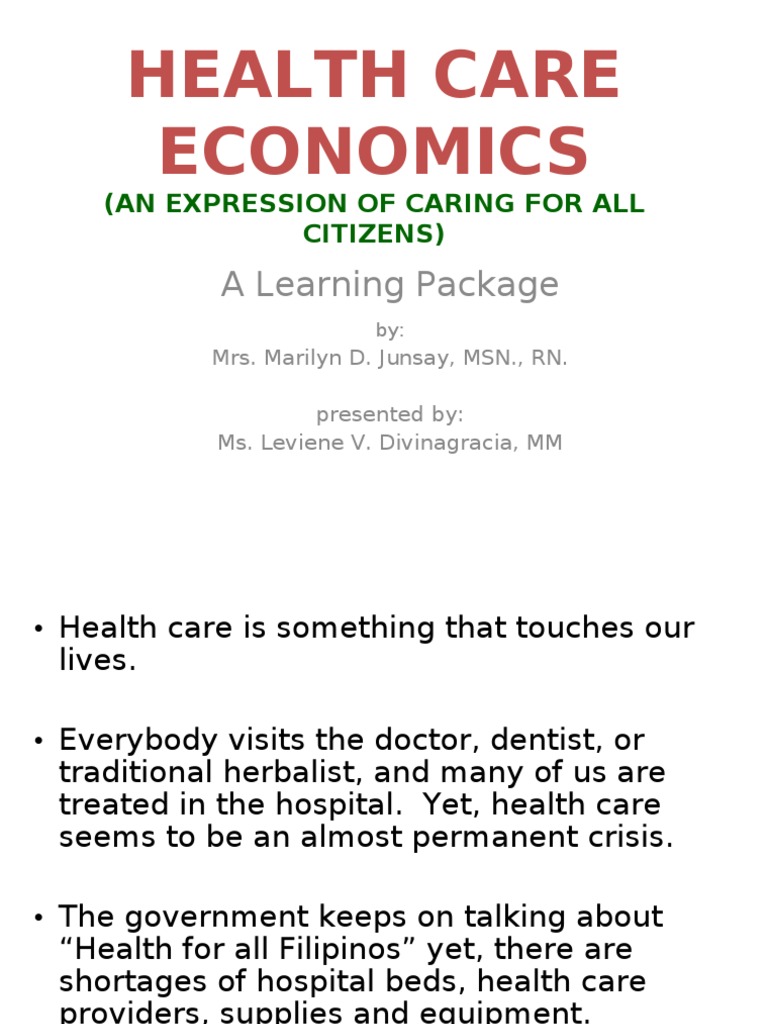 Health Care Economics | PDF