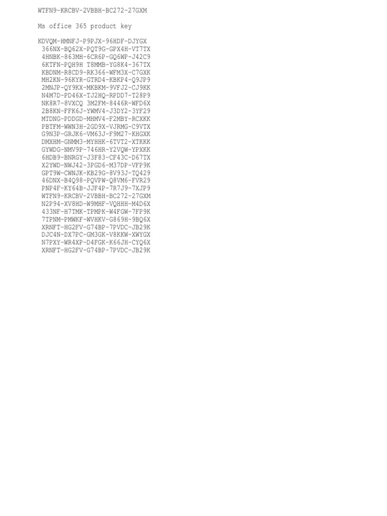 Office 365 Product Key List | PDF