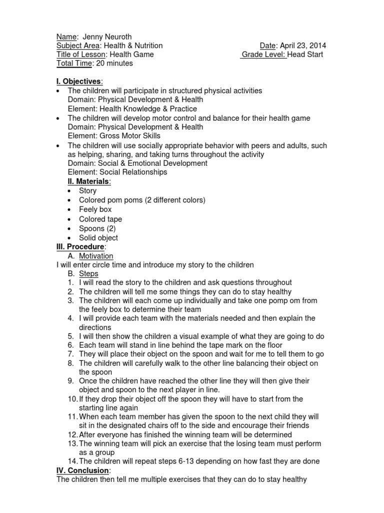 Lesson 1 | PDF | Physical Exercise | Action (Philosophy)