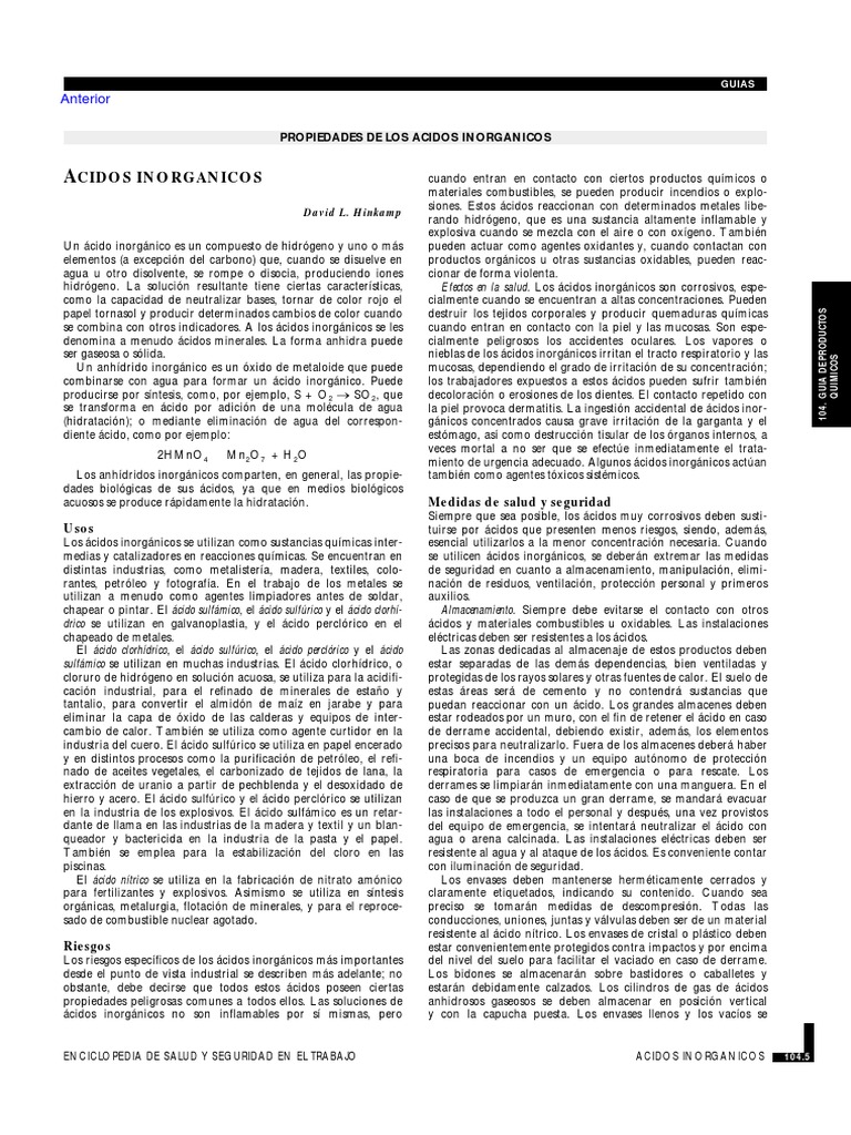 Propiedades y Usos de Ácidos Inorgánicos | PDF