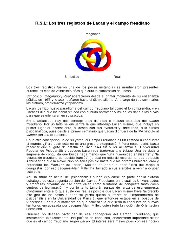 Rsi | PDF | Jacques Lacan | Psicoanálisis