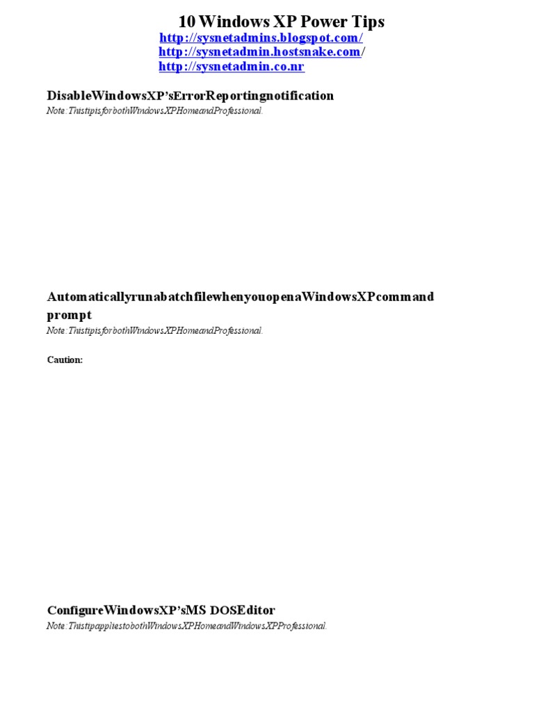 Windows XP Power User Tips | PDF