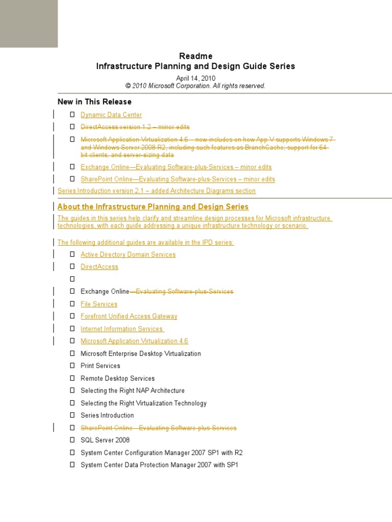 Readme Infrastructure Planning and Design Guide Series: New in This ...