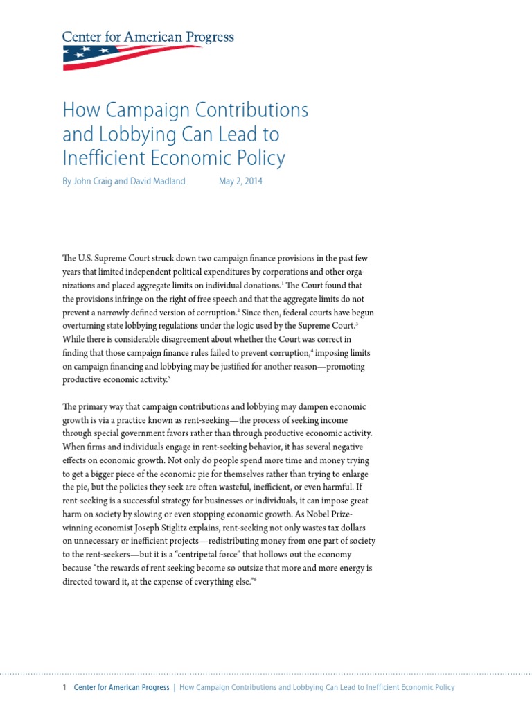 How Campaign Contributions and Lobbying Can Lead To Inefficient ...