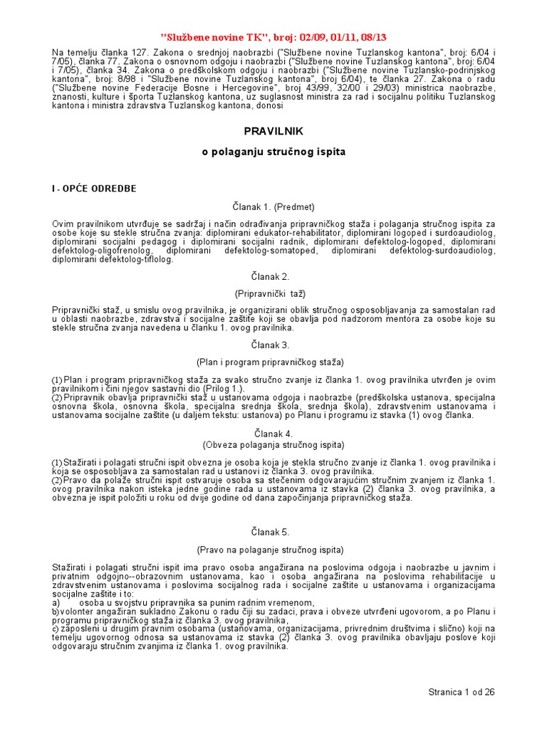 Pravilnik o Polaganju Strucnog Ispita-1 | PDF