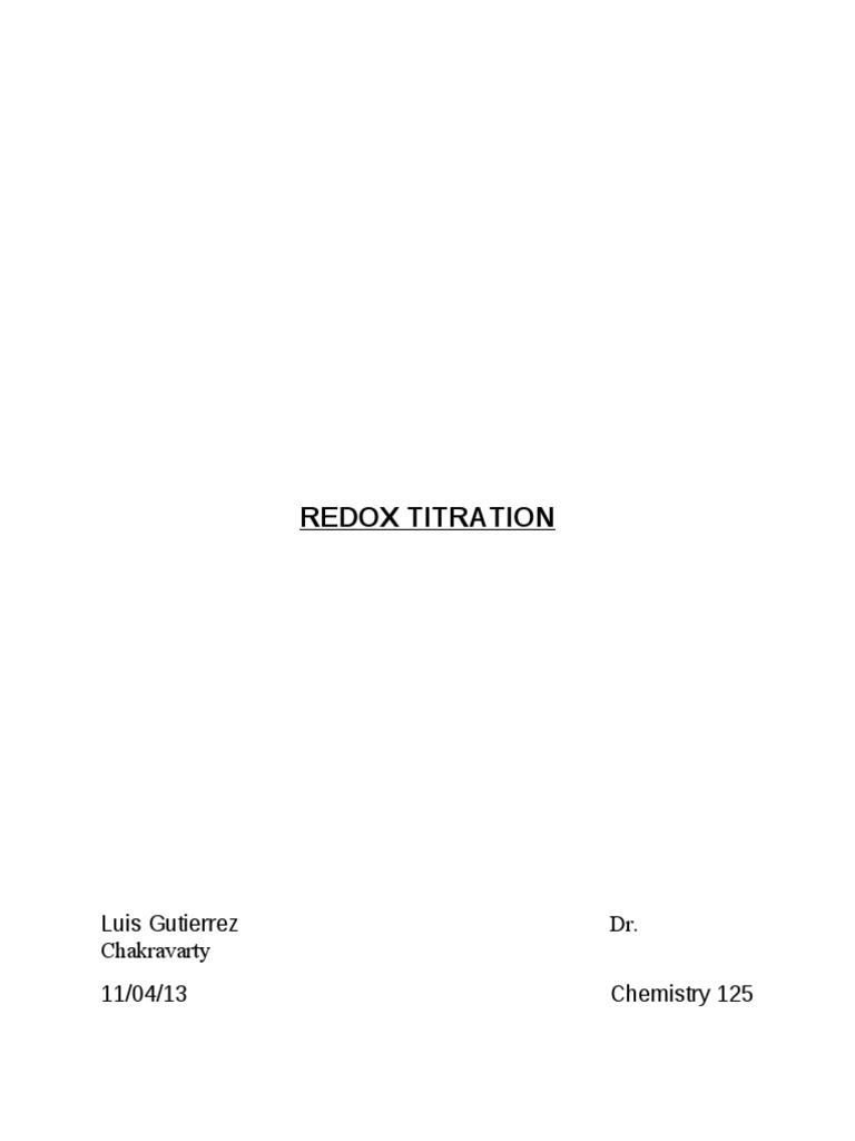 Lab Redox Titration | PDF | Scientific Techniques | Titration