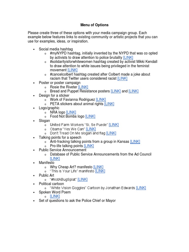 Media Campaign Options and Examples | PDF