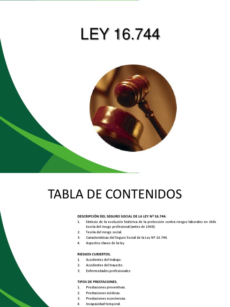 Ley N - 16.744 | PDF | Seguro | Derecho laboral