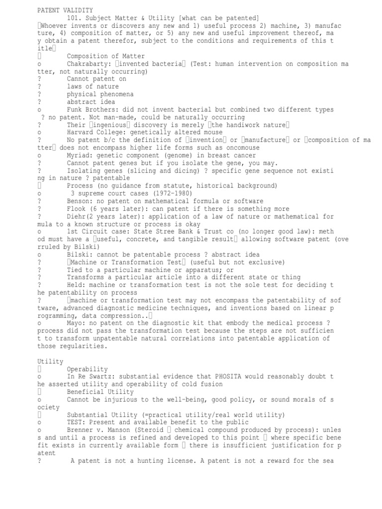 Patent Law Outline | PDF | Glossary Of Patent Law Terms | Patent