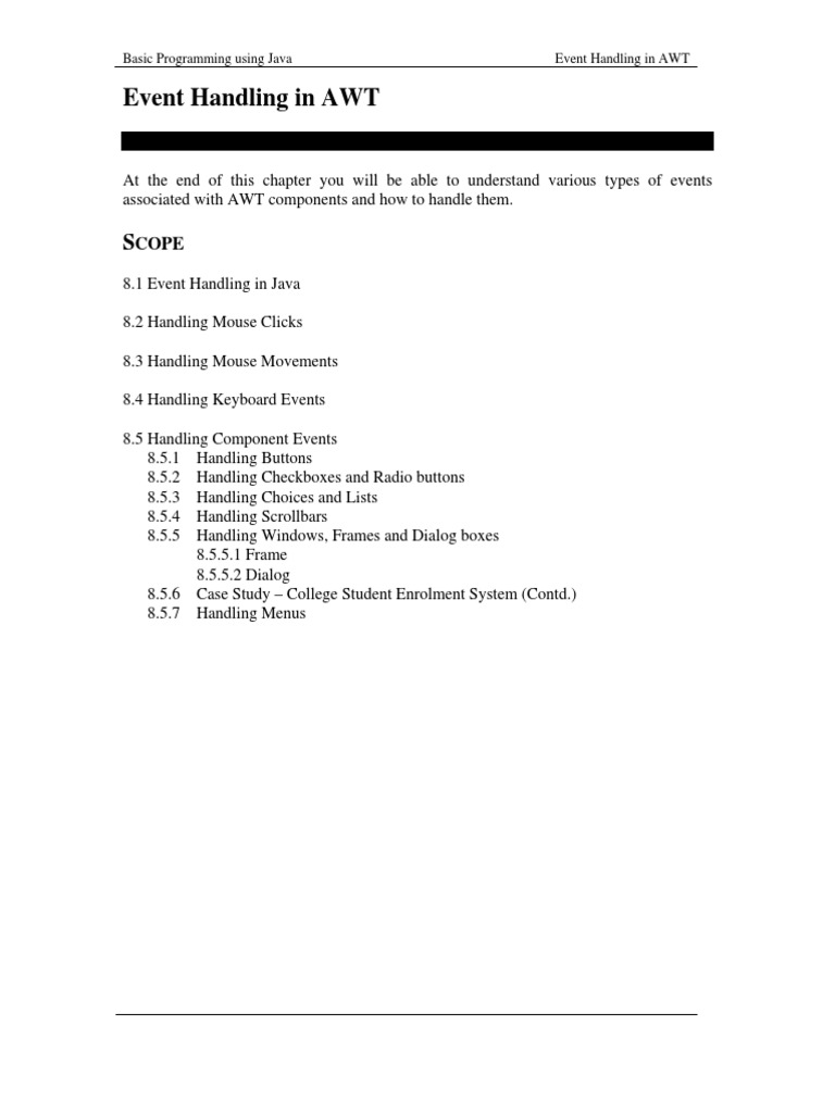 Basic Programming Using Java Event Handling in AWT | PDF | Java ... Basic Programming Using Java Event Handling in AWT | PDF | Java ...