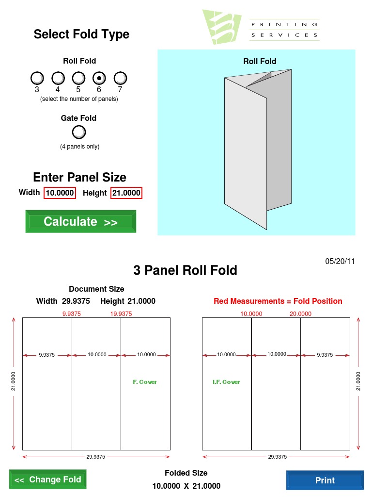 Select Fold Type: Enter Panel Size | PDF