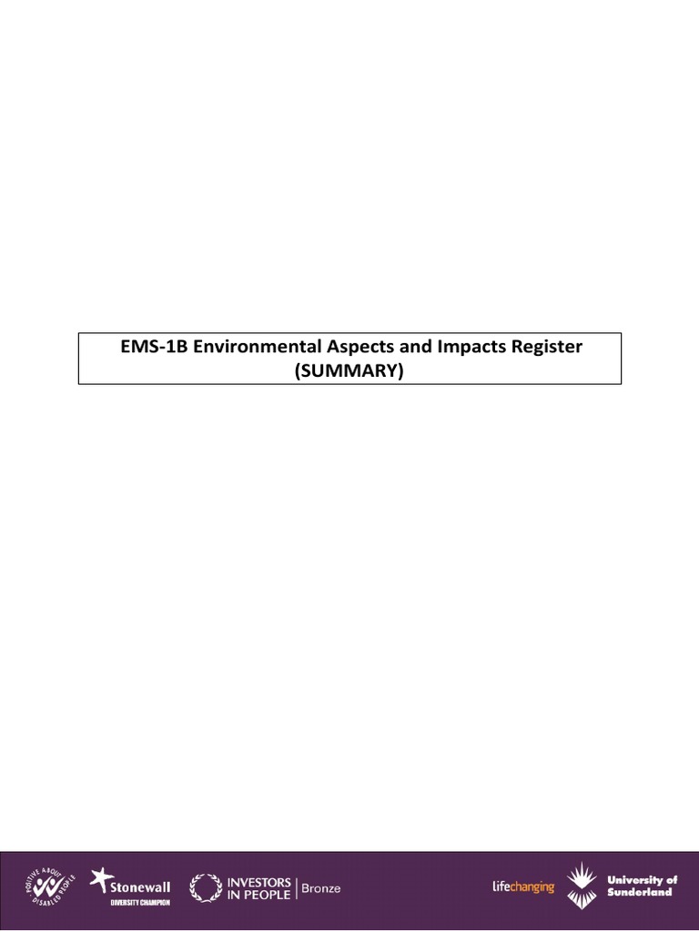 Environmental Aspects Impact Register | PDF | Recycling | Waste