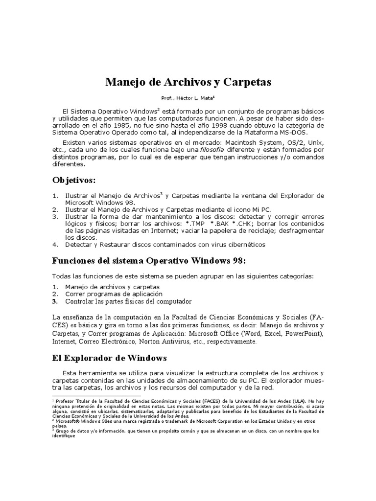 Manejo de Archivos y Carpetas | PDF | Archivo de computadora | Point ...