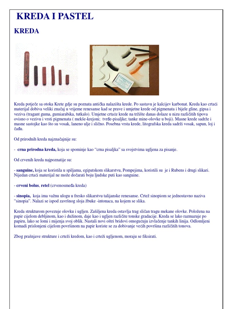 Tehnika Slikanja - Kreda, Pastel, Tuš / The Technique of Painting-Chalk ...