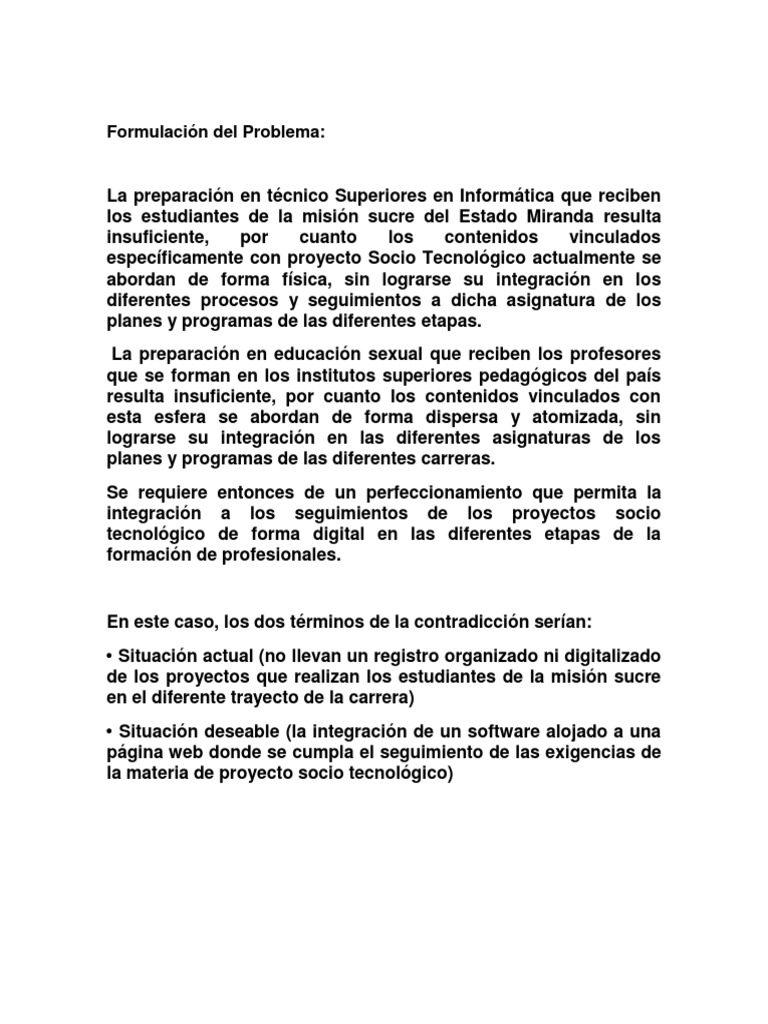 Formulación Del Problema | PDF