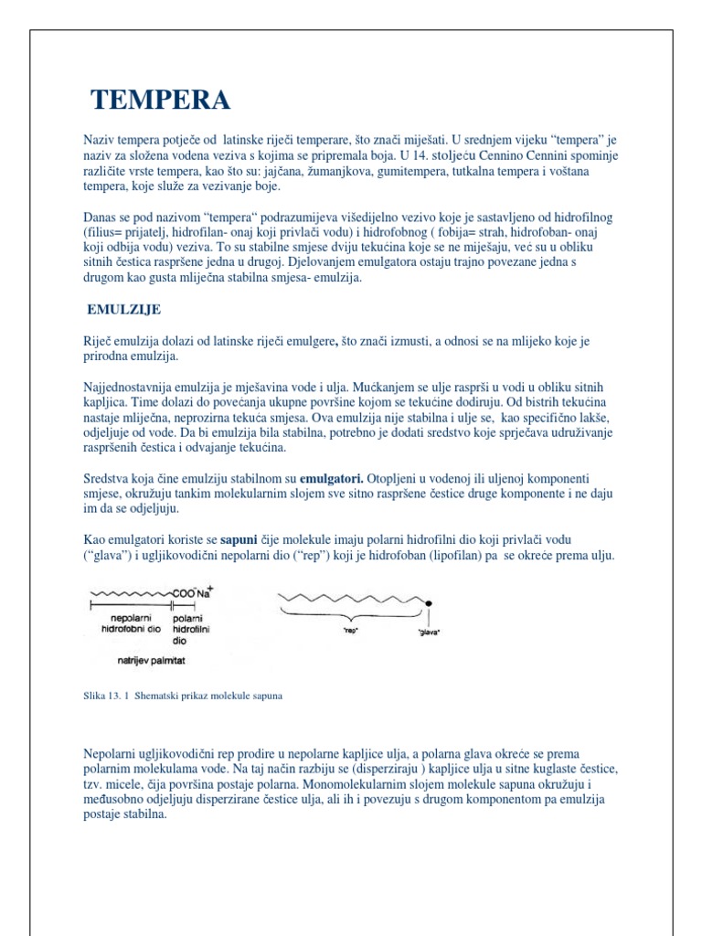 Slikarska Tehnika - Tempera / Tempera-Painting Technique | PDF