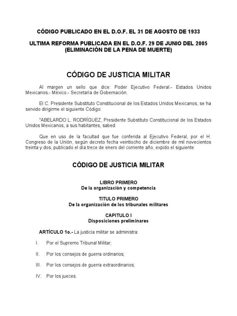 Codigo de Justicia Militar | PDF | Esfera pública | Justicia
